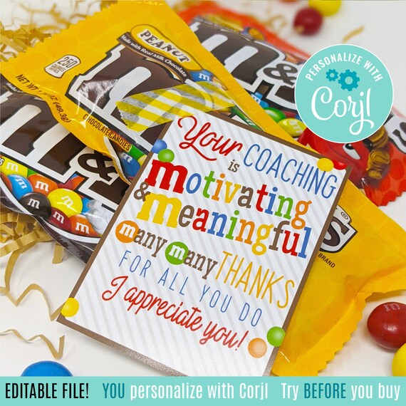 Editable Coach Appreciation Printable Tag Coach Tags Coach | Etsy