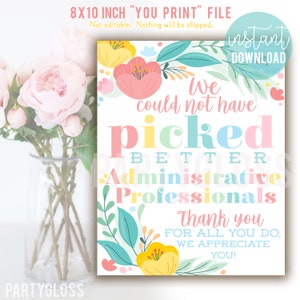 Administrative Professionals Appreciation Print 8x10 Printable Sign ...