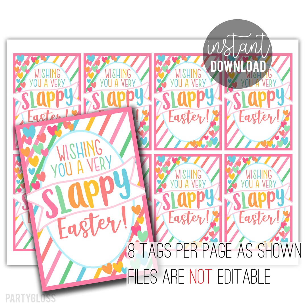 Slap Bracelet Easter Printable Tags, Easter Basket Card, Slappy Easter ...