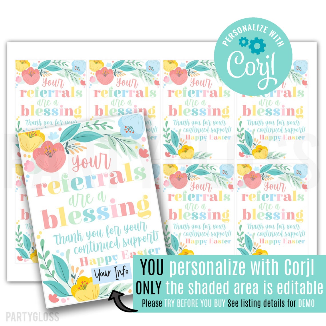 Editable Easter Blessing Referral Marketing Printable Tag | Printable ...