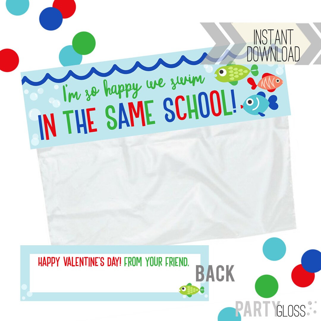 Valentine's Day Printable Bag Topper Fish Valentine Class Team Friend ...