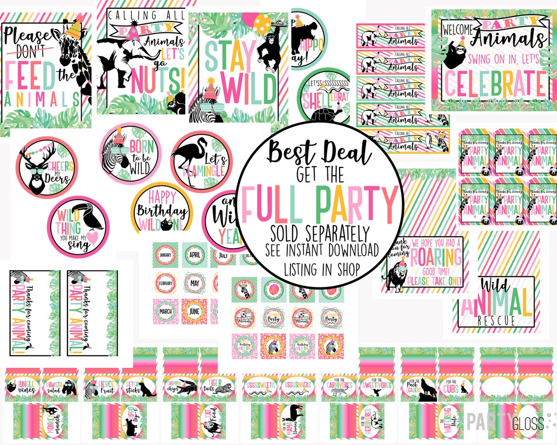 Party Animals Printable Banner Instant Download Party - Etsy