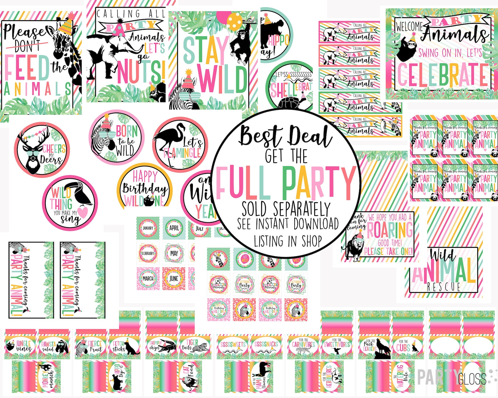 Party Animals Printable Banner Instant Download Party - Etsy