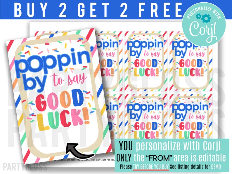 Editable Poppin by Good Luck Printable Tags Pastry Tart Team Tag ...