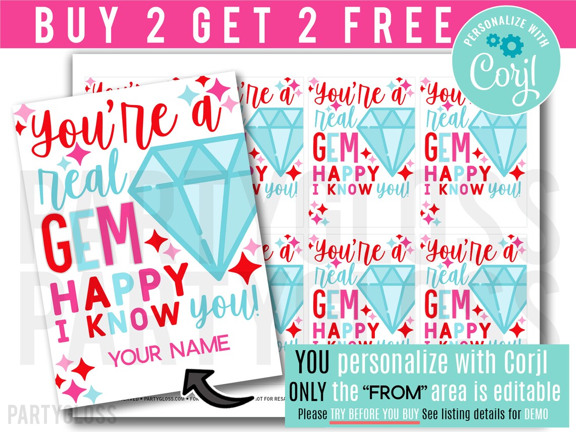 Editable You're A Real Gem Appreciation Printable Gift Tags, Ring Candy ...