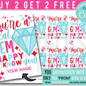 Editable You're A Real Gem Appreciation Printable Gift Tags, Ring Candy ...