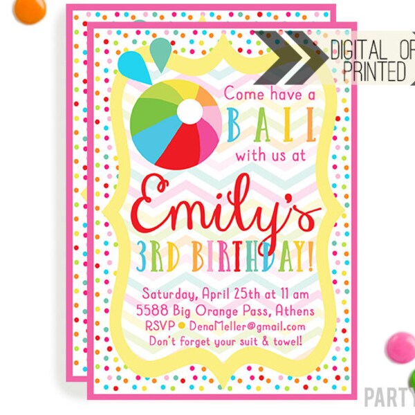 Beach Ball Invite - Etsy