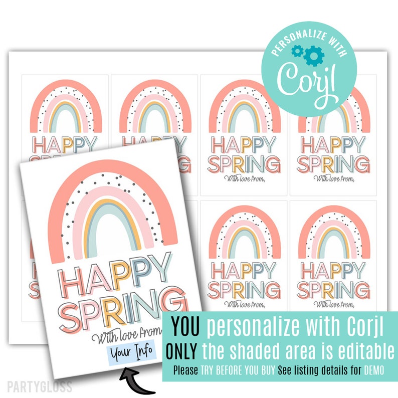 Editable Happy Spring Printable Gift Tags Non Religious - Etsy