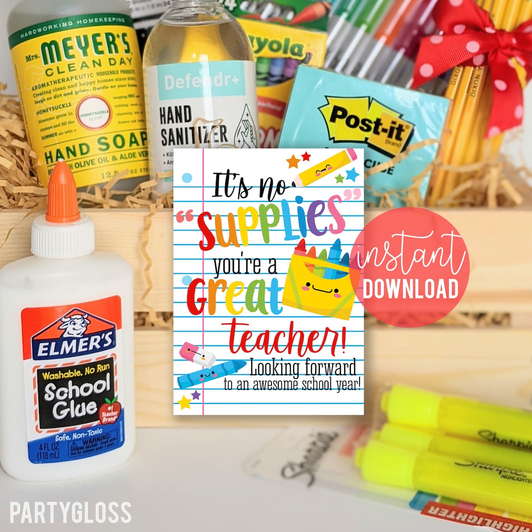 Back to School Supplies Printable Gift Tags, Teachers Appreciation Tag ...