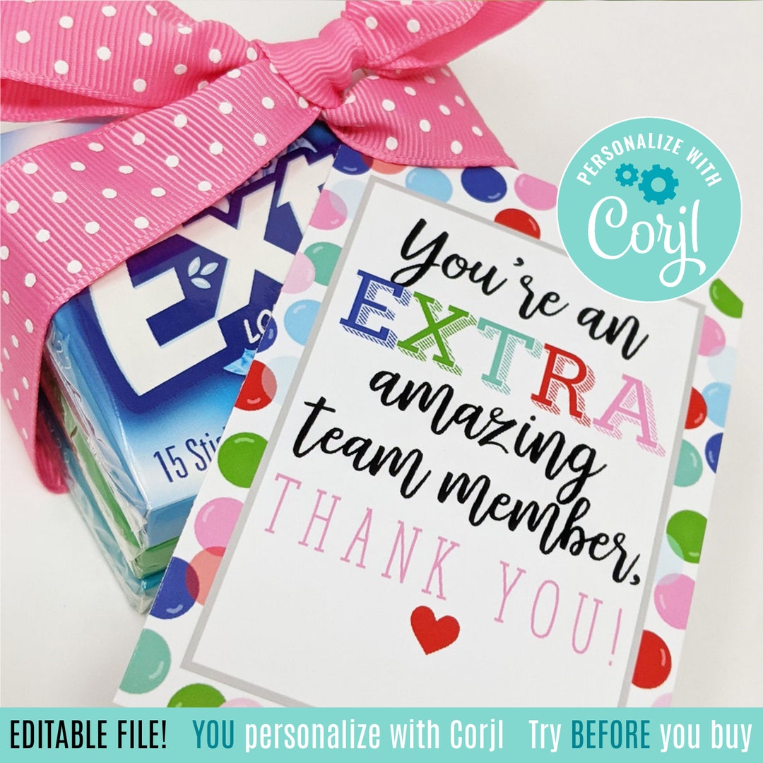 Editable Team Appreciation Printable Tag | Gum Tags | Extra Tags ...
