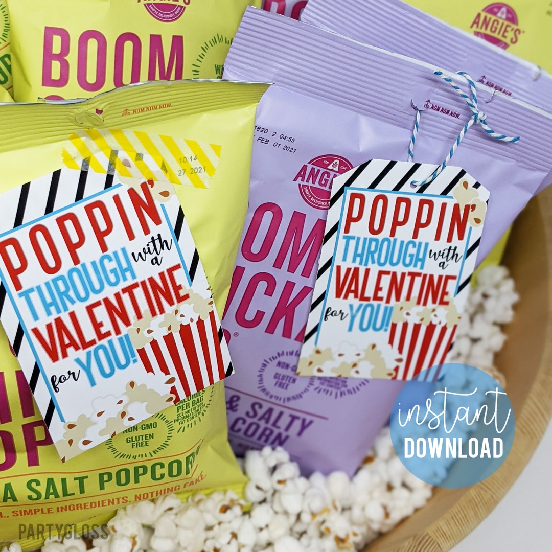 Popcorn Valentine's Day Printable Tags Poppin' Through Valentine Class ...