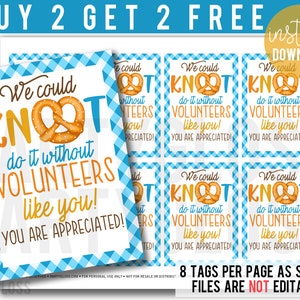 Pretzel Volunteer Appreciation Printable Tag | Pretzel Tags | We Could ...