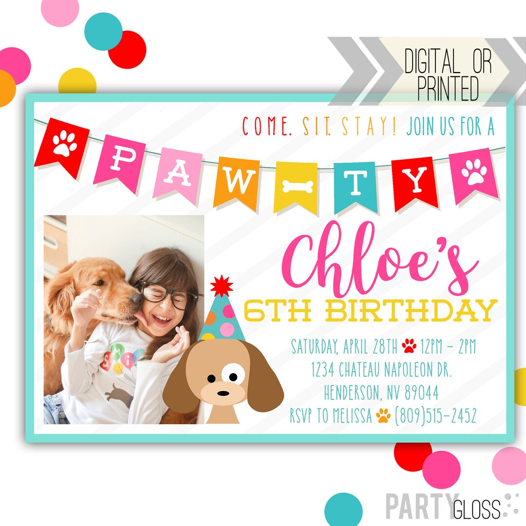 Puppy Dog Birthday Invitation | Digital or Printed | Puppy Party | Dog ...