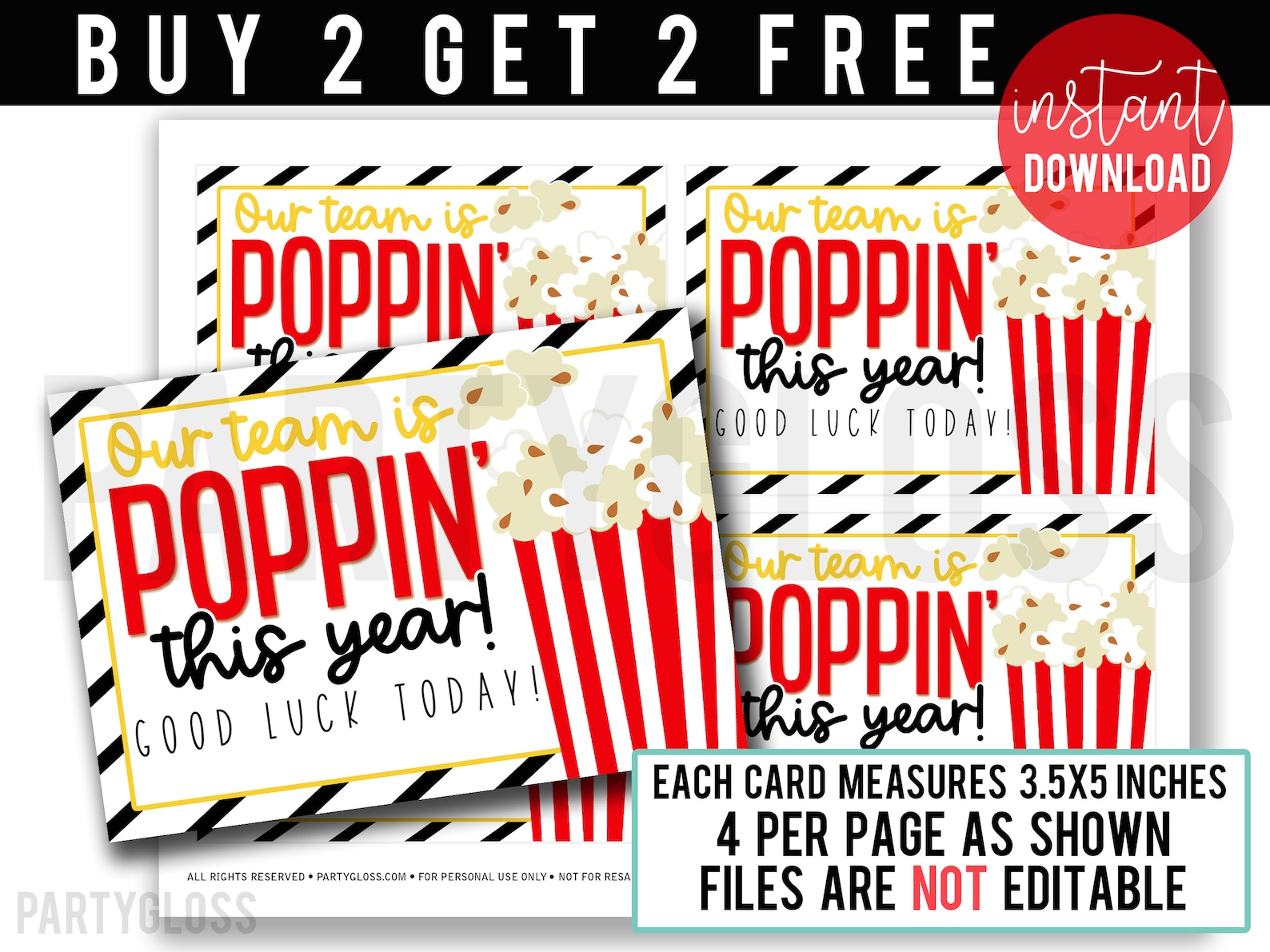 Good Luck Team Printable Tag | Microwave Popcorn Card | Sports Team ...