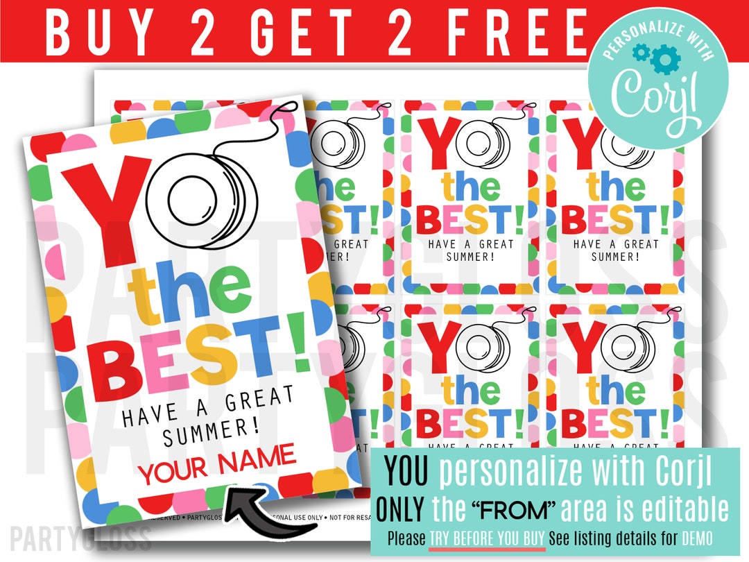 Editable Yo Yo End of Year Printable Tags, Non Food, Yo the Best Have A ...