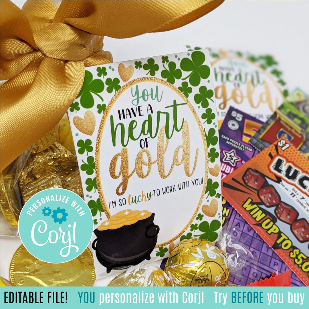 Editable St. Patrick's Day Printable Tags, Heart of Gold Gift, I'm so ...