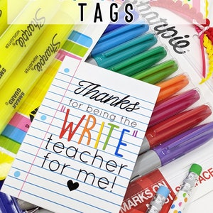 Teacher Appreciation Printable Gift Tags, Write Teacher for Me Teachers ...