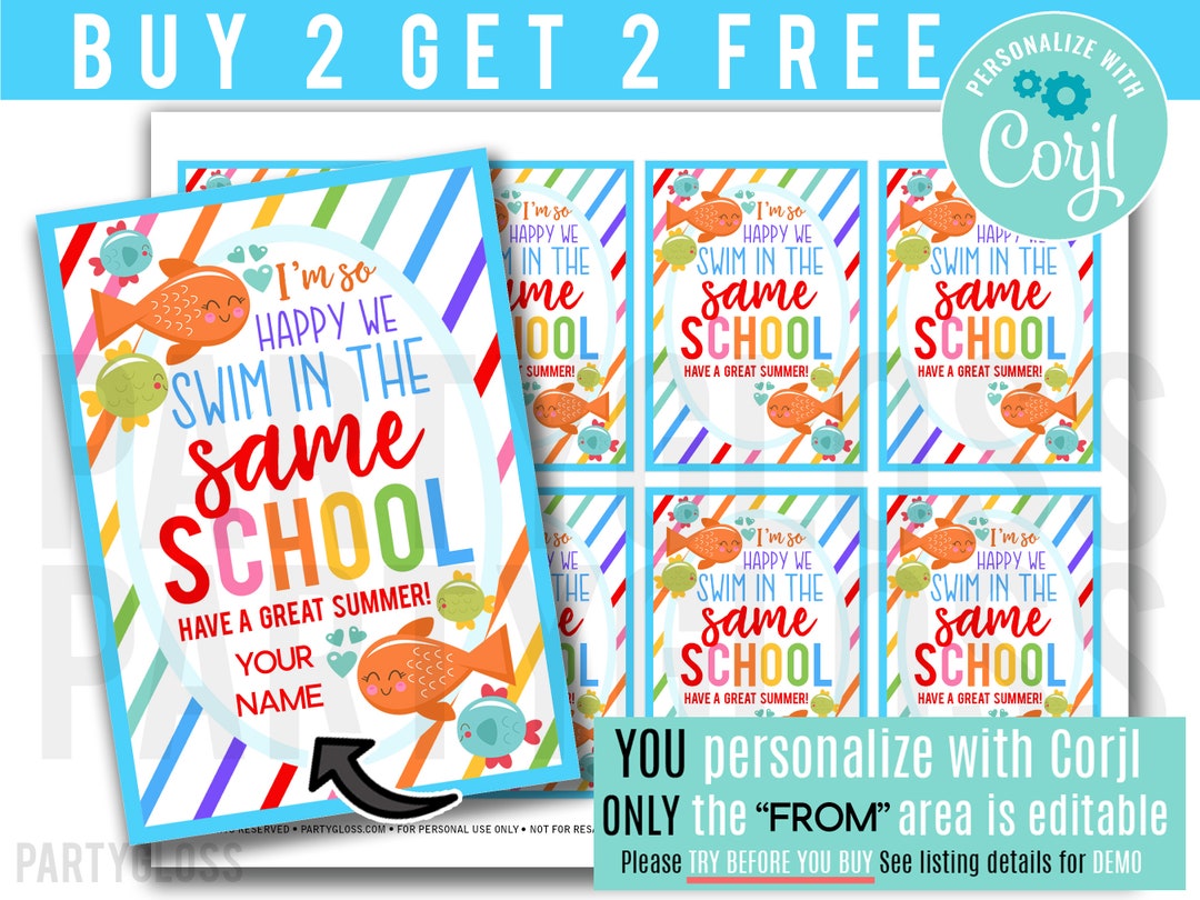 Editable Goldfish End of Year Printable Tags, Happy We Swim in the Same ...