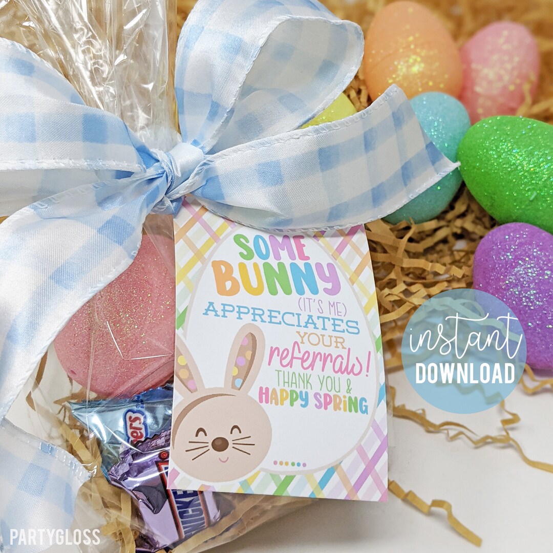 Referral Appreciation Bunny Printable Tags, Easter Spring Tag, Customer ...