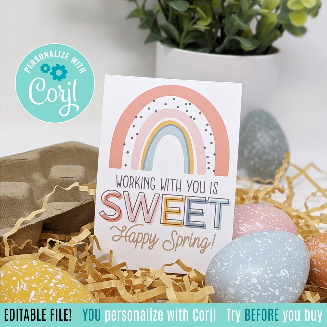 Editable Coworker Appreciation Printable Tags Happy Spring Easter Co ...