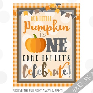 Pumpkin Party Printable Sign | Pumpkin Welcome Sign | Fall Door Sign ...