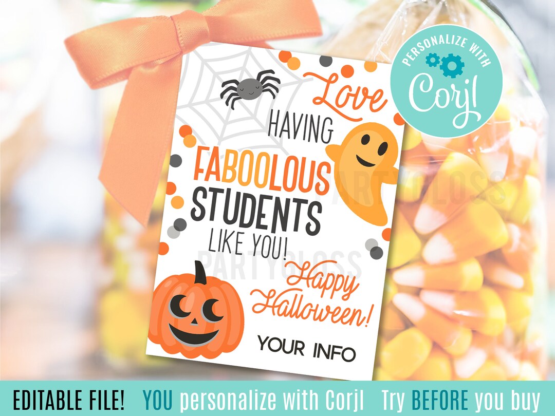 Editable Student Appreciation Faboolous Halloween Printable Gift Tags ...