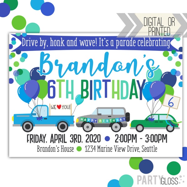 Drive by Birthday Parade Invitation - Etsy