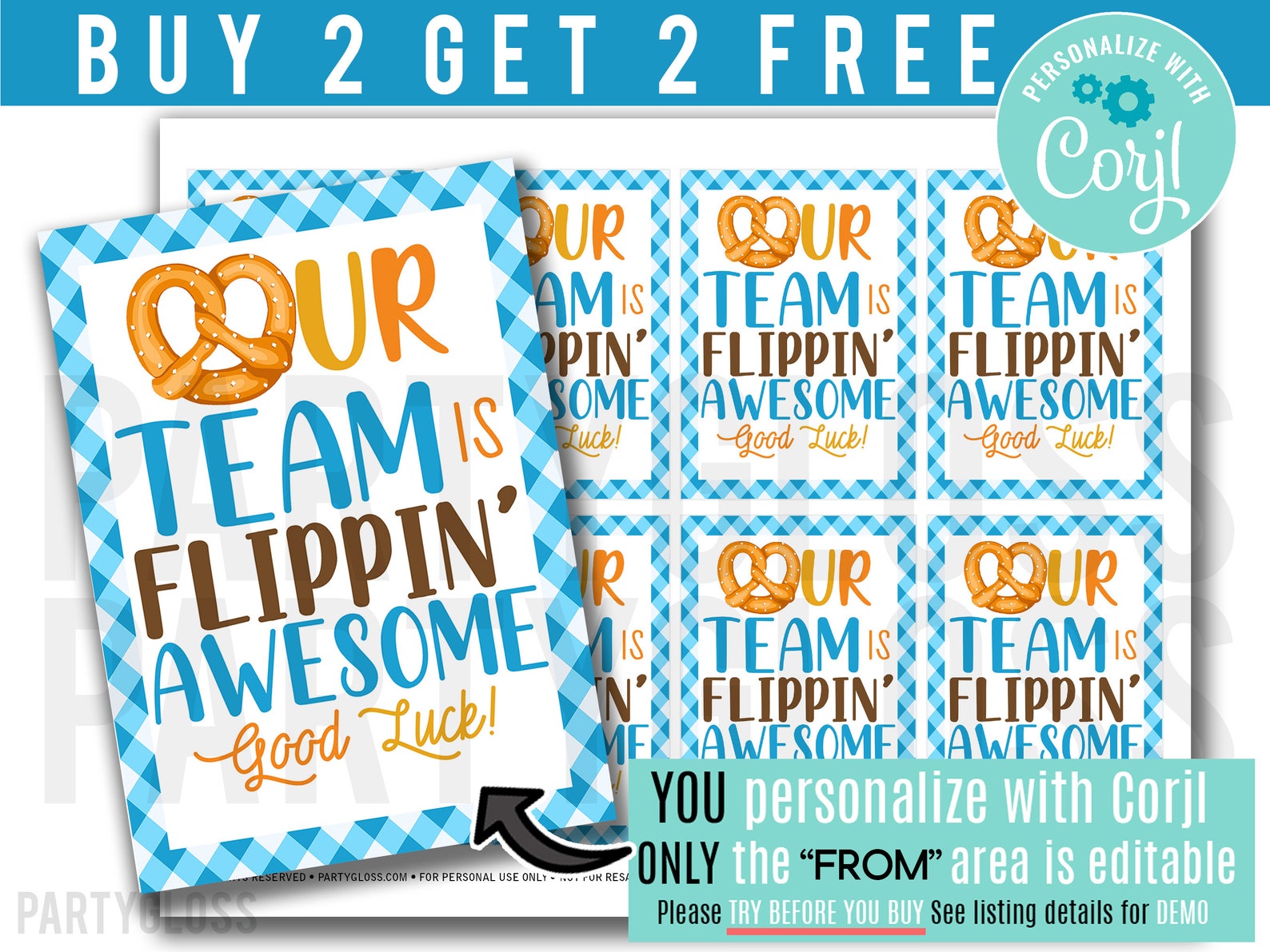 Editable Pretzel Team Appreciation Printable Gift Tags, Teammate Snack ...