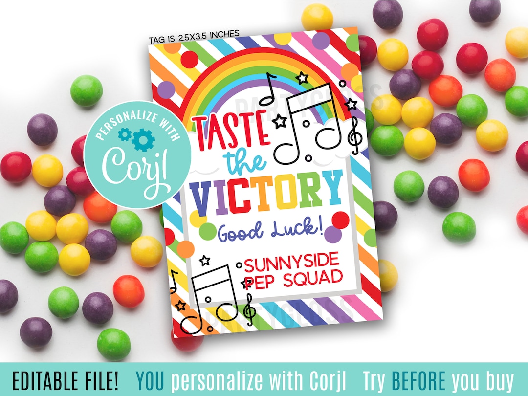 Editable Music Taste the Victory Printable Gift Tags Good Luck Choir ...