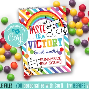 Editable Music Taste the Victory Printable Gift Tags Good Luck Choir ...