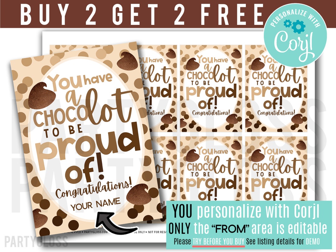 Editable Chocolate Congratulations Printable Tags, Proud Of, Team Coach ...