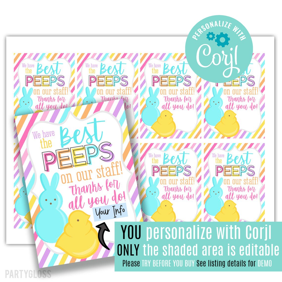 Editable Easter Staff Appreciation Peeps Printable Tags We - Etsy