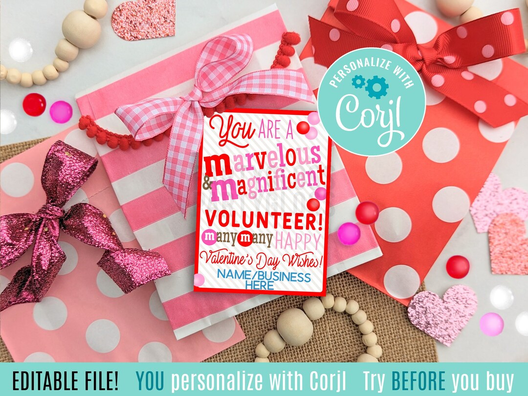 Editable Valentine's Day Volunteer Appreciation Tag, Printable Parent ...