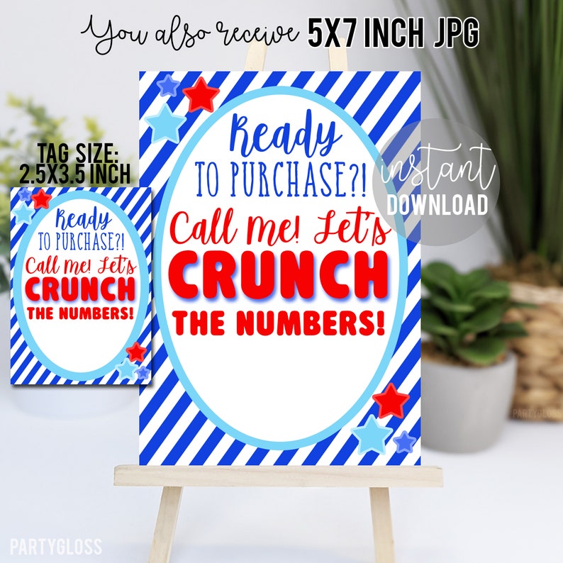 Crunch the Numbers Printable Tag Printable Crunch Tags | Etsy