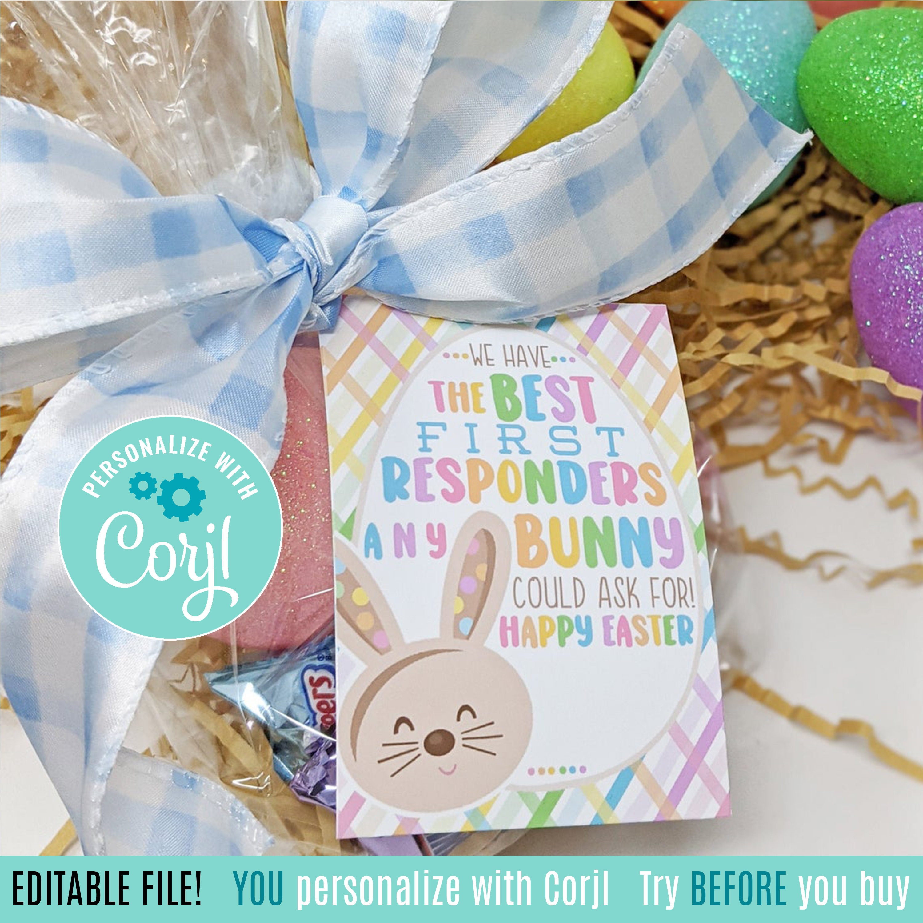 Editable First Responder Appreciation Printable Tags, Happy Easter EMT ...