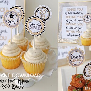 Graduation Printable Package Blue Silver Black Grad Party Decor Class ...