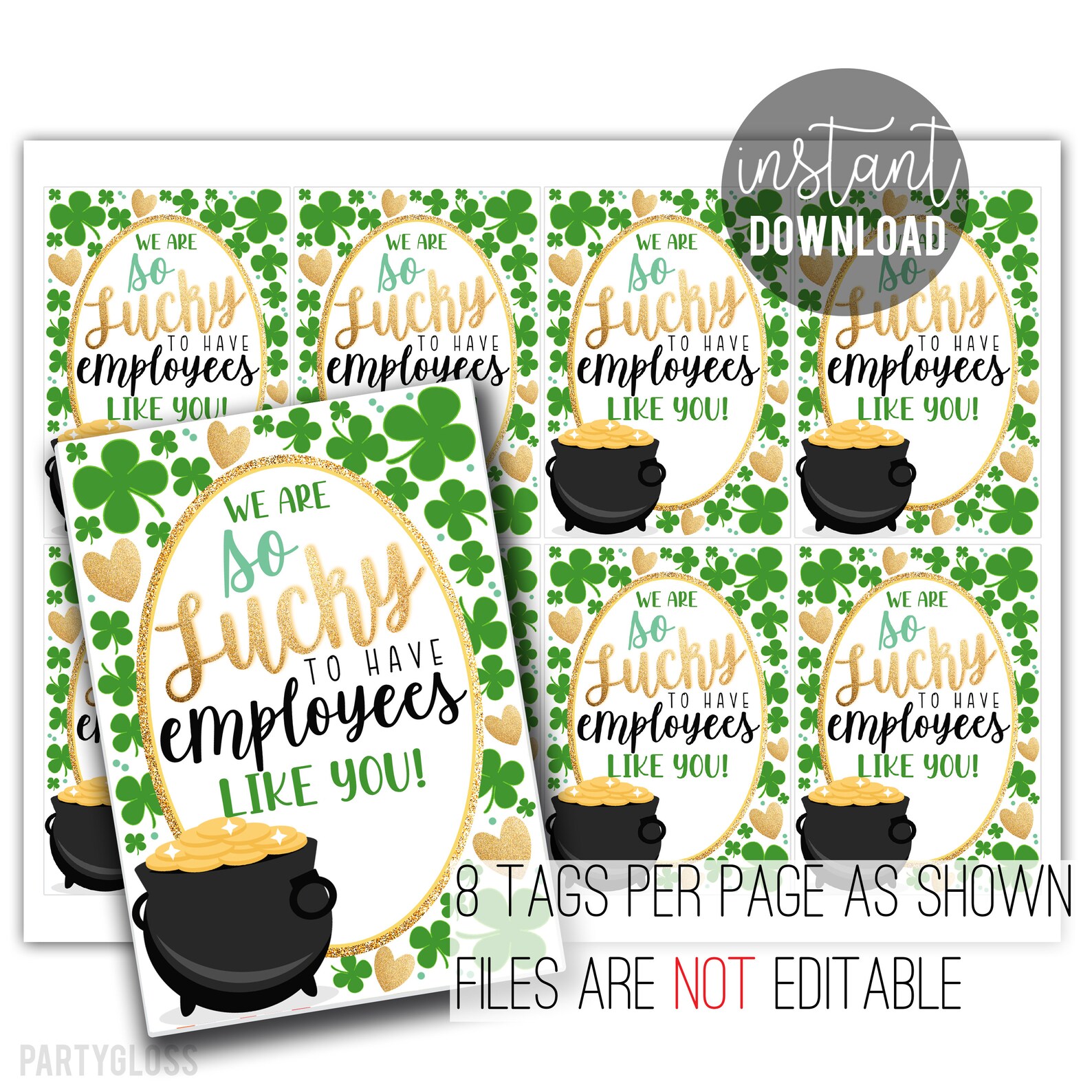 St. Patrick's Day Printable Employee Appreciation Tags - Etsy