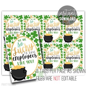 St. Patrick's Day Printable Employee Appreciation Tags Staff Gift ...