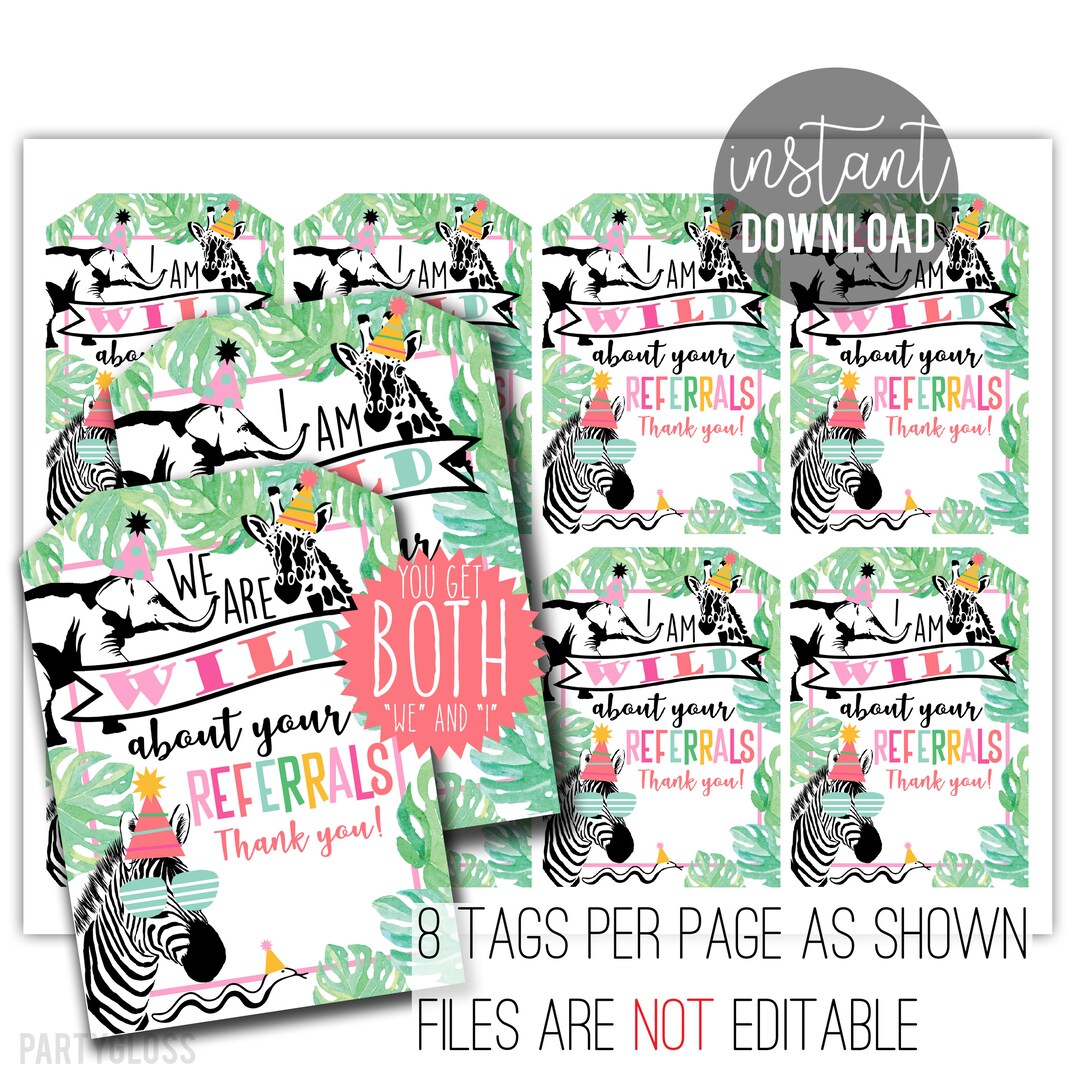 Referral Appreciation Printable Tag | Animal Cracker Referral Tags ...