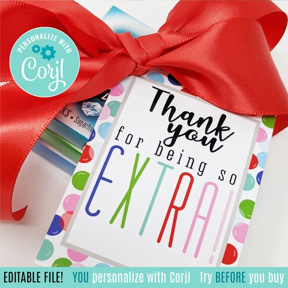 Editable Extra Appreciation Printable Tag Gum Tags Extra | Etsy