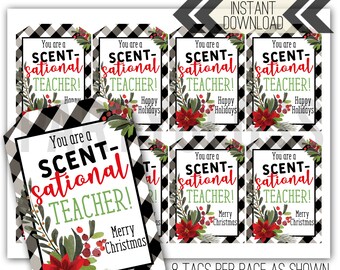 Scent-sational Teacher Christmas Printable Tag Lotion Gift Tag Holiday ...
