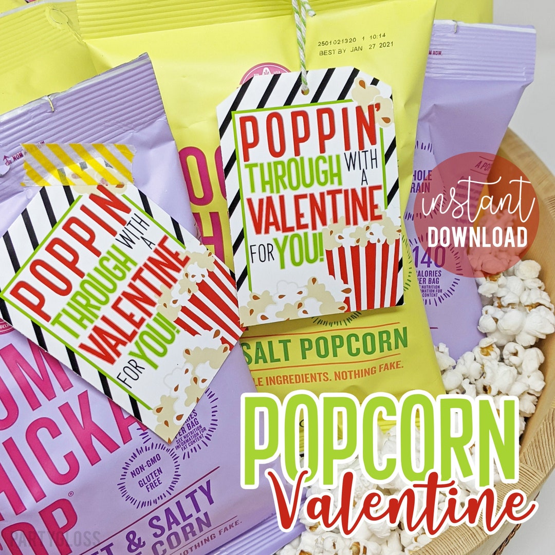 Popcorn Valentine's Day Printable Tags Poppin' Through Valentine Class ...