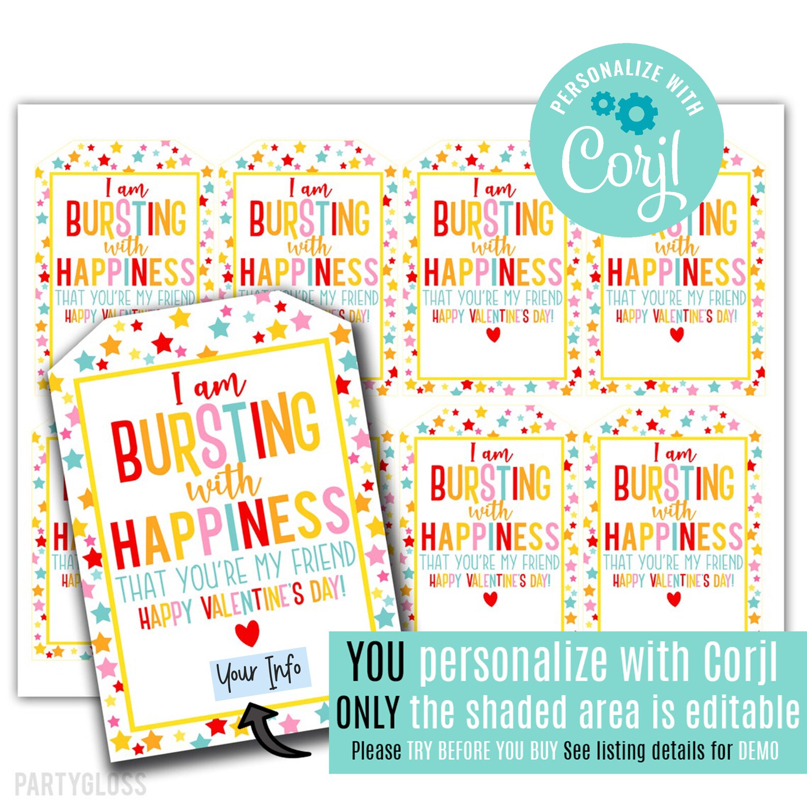 Editable Valentine's Day Printable Star Valentine Class - Etsy