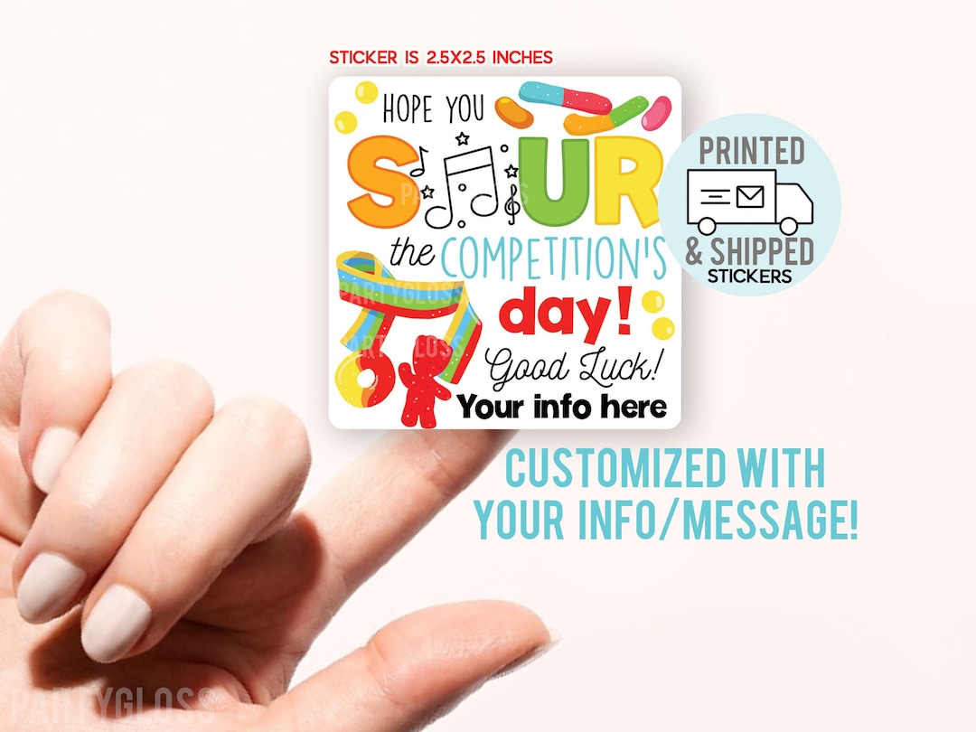 Printed and Shipped Good Luck Stickers for Choir or Band, Sour Candy ...