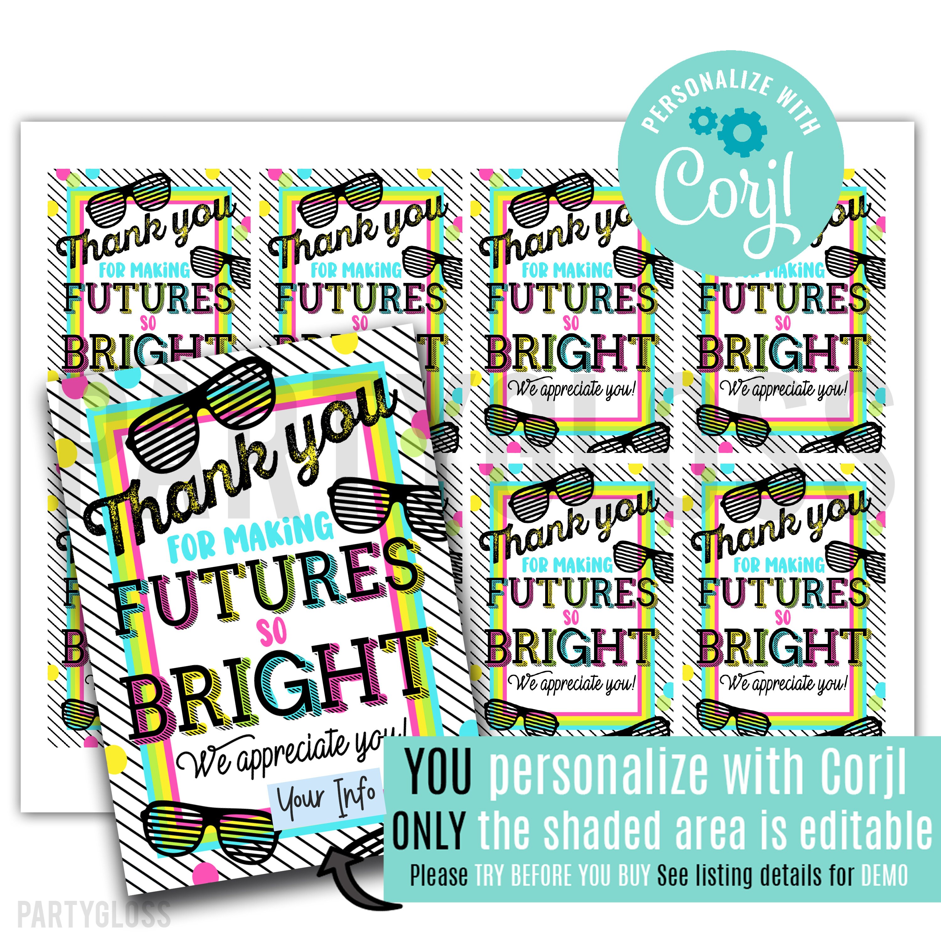 Editable Teacher Appreciation Printable Gift Tags, Highlighters Thank ...