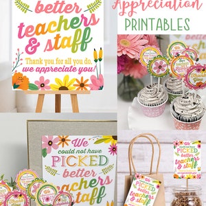 Teacher Appreciation Printable Flower Set, Floral Theme Teachers Week ...