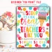 Ice Cream Sundae Teacher Appreciation 8x10 Printable Sign Teachers ...