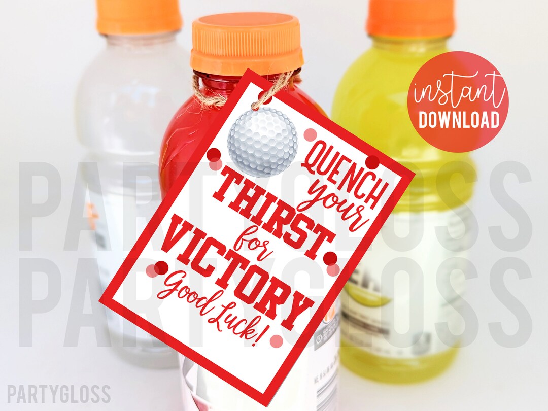 Red Golf Good Luck Printable Tags, Quench Your Thirst for Victory ...
