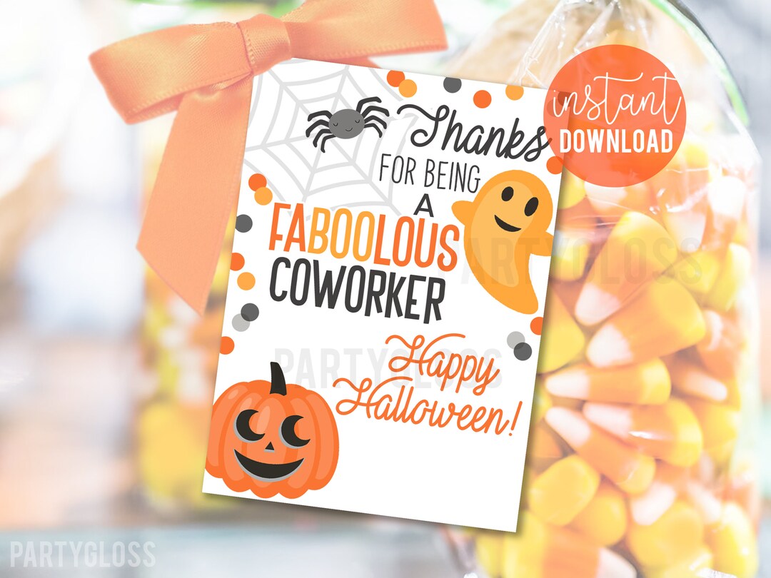 Coworker Appreciation Happy Halloween Printable Gift Tags, Staff Candy ...