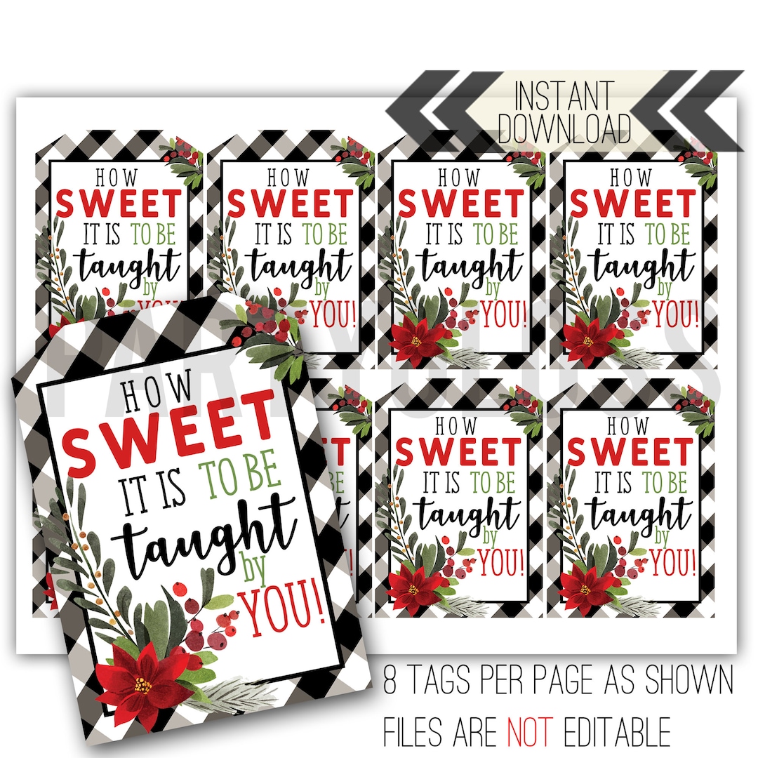 Christmas Holiday Teacher Gift Printable Tag | Christmas Teacher Tag ...